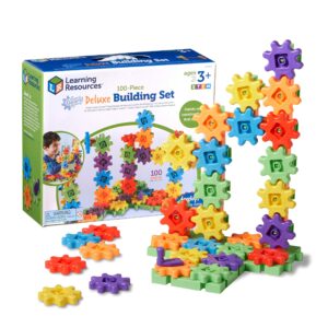 learning resources gears! gears! gears! 100-piece deluxe building set - ages 3+, preschool building sets, gears toys for kids, stem toys for toddlers, construction toy set