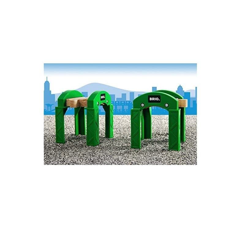 BRIO World - 33253 Stacking Track Supports | 2 Piece Toy Train Accessory for Kids Age 3 and Up , Green