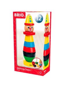 brio infant & toddler 30120 - stacking clown - 9 piece wood stacking toy for kids ages 1 and up