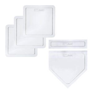 franklin sports baseball base deluxe set - mlb baseball + softball bases, home plate and pitchers rubber - portable kickball bases white