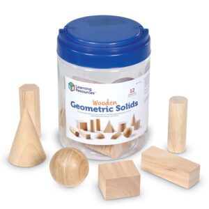 Learning Resources Geometric Solids, Wooden Shapes, Set of 12 Geometric Shapes, Ages 6+, Multi-color