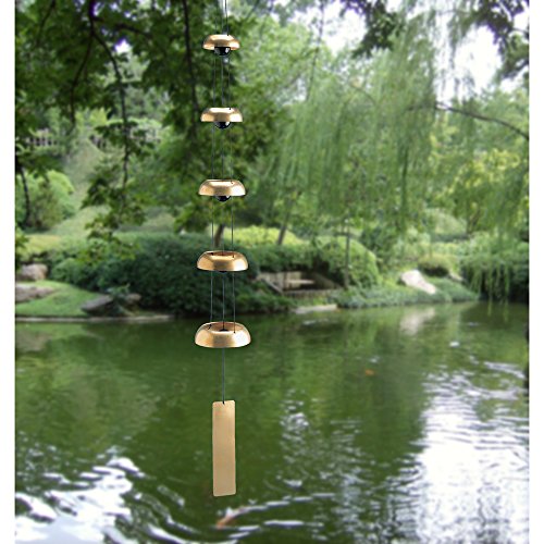 Woodstock Chimes Signature Collection, Woodstock Temple Bells, Quintet (32'') Brass, Wind Bells for Outdoor, Patio, Home or Garden Décor (TB5)