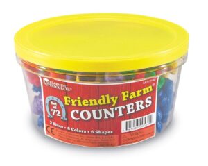 learning resources friendly farm animal counters - 72 pieces, ages 3+ toddler learning toys, preschool learning supplies, classroom desk pets, educational counting and sorting toy