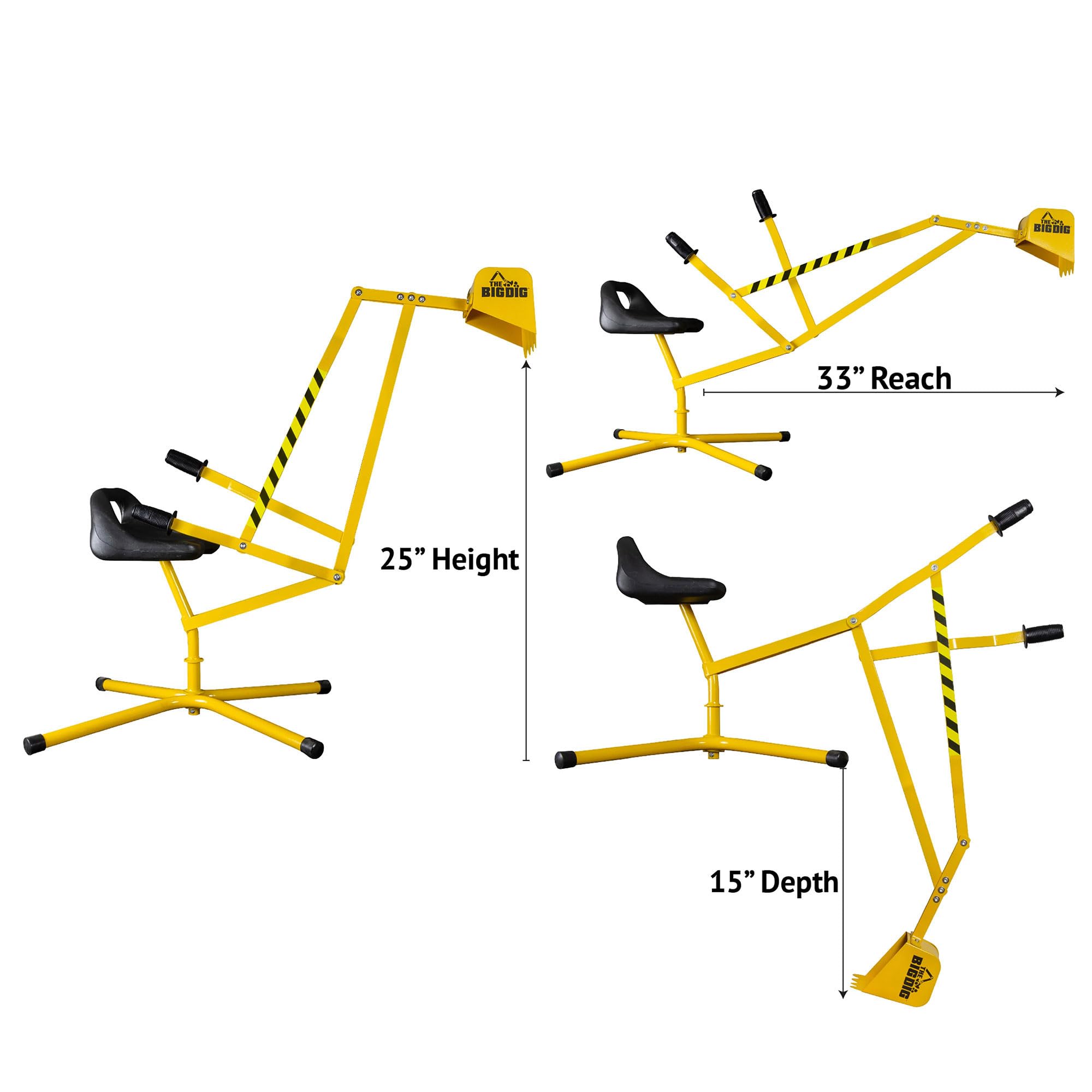 The Big Dig Sandbox Digger Excavator Crane with 360 Degree Rotation with Base Great for Sand, Dirt and Snow, Steel Outdoor Play Toy, Yellow