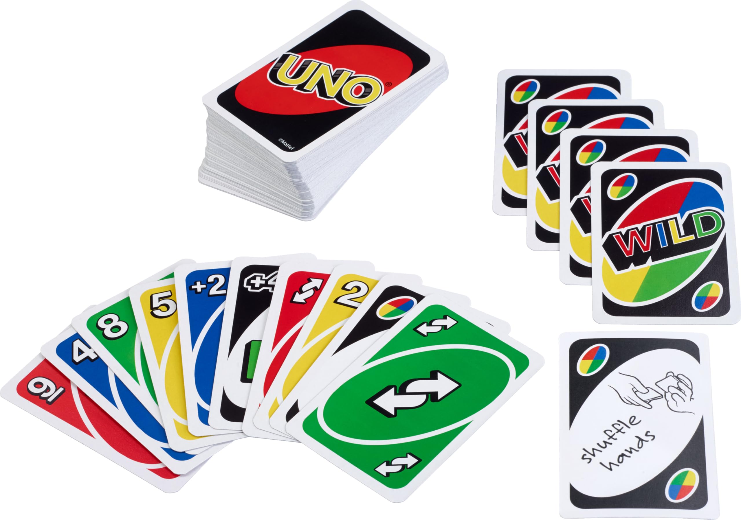 Mattel Games UNO Card Game, Multi, 8 x 3-3/4 x 81/100 in (42003)