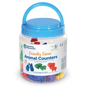 Learning Resources Friendly Farm Animal Counters - 72 Pieces, Ages 3+ Toddler Learning Toys, Preschool Learning Supplies, Classroom Desk Pets, Educational Counting and Sorting Toy