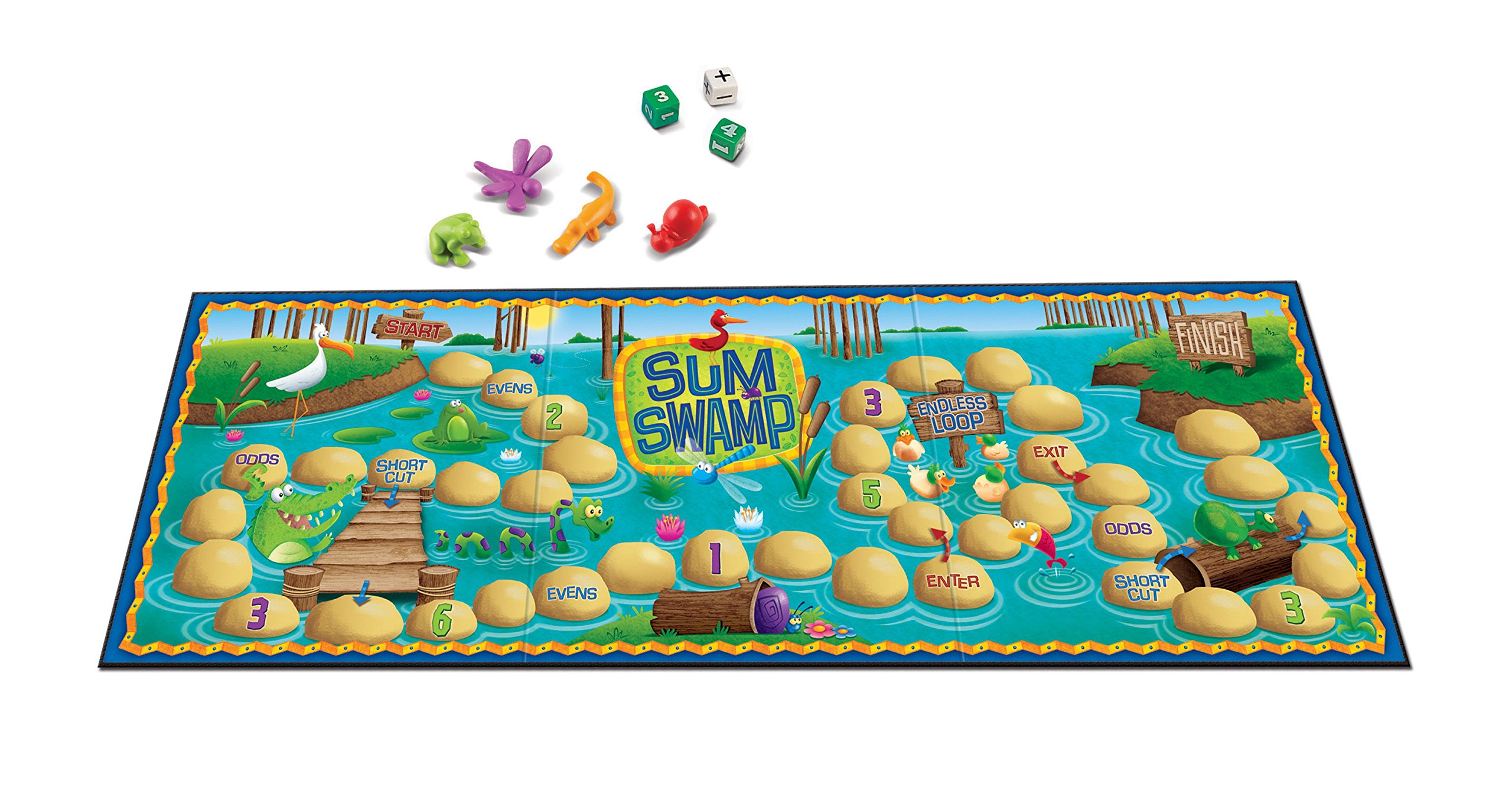 Learning Resources Sum Swamp Game Addition & Subtraction Game - 8 Pieces, Ages 5+, Math Games for Kids, Educational Kids Games, Kindergarten Math Board Games Gifts for Boys and Girls