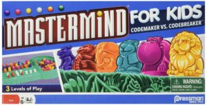 pressman mastermind for kids - codebreaking game with three levels of play multicolor, 5"