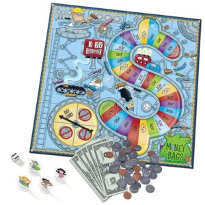 learning resources money bags coin value game - ages 7+ fun games for kids, develops math skills and recognition, educational play kids for 2 to 4 players