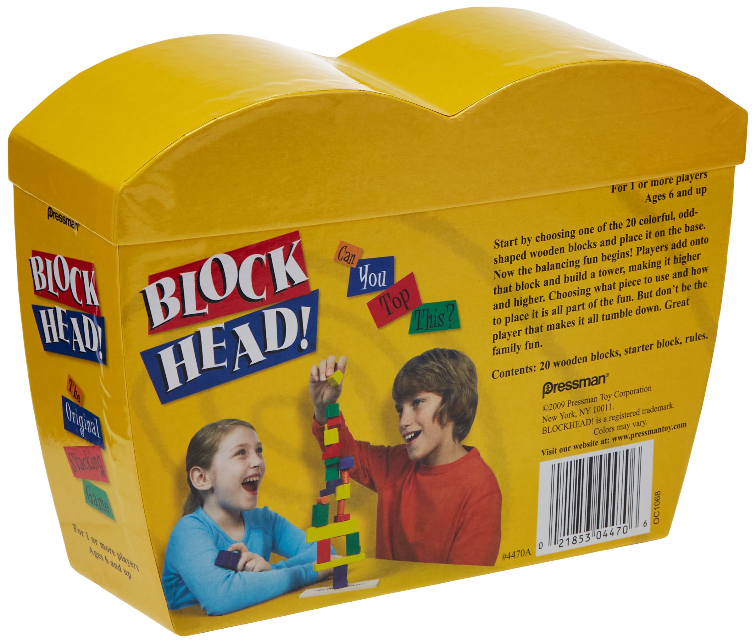 Pressman Blockhead! - The Original Stacking Game Yellow, 5"