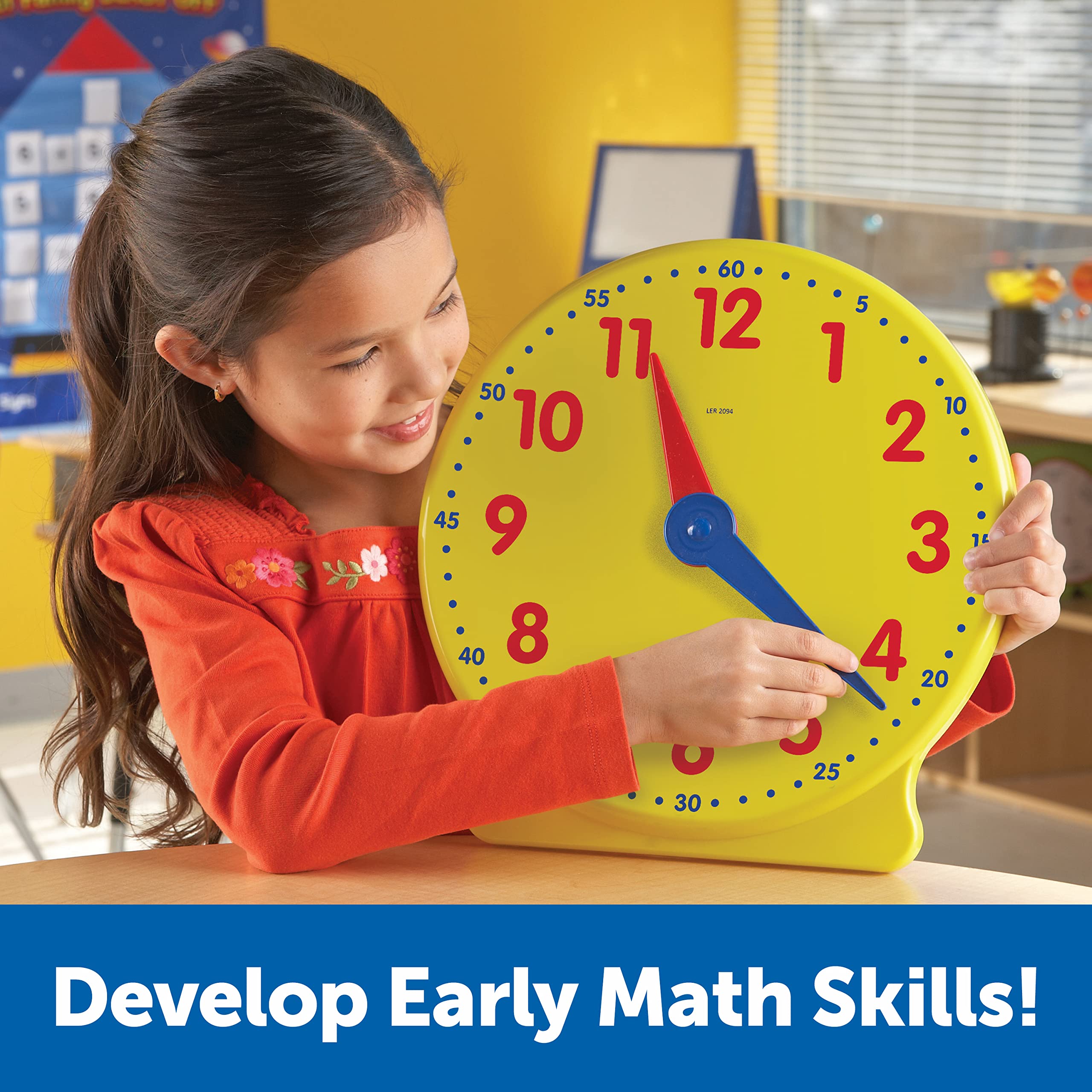 Learning Resources Big Time Learning Clock, Analog Clock, Homeschool, 12 Hour, Basic Math Development, Ages 5+