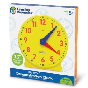 Learning Resources Big Time Learning Clock, Analog Clock, Homeschool, 12 Hour, Basic Math Development, Ages 5+