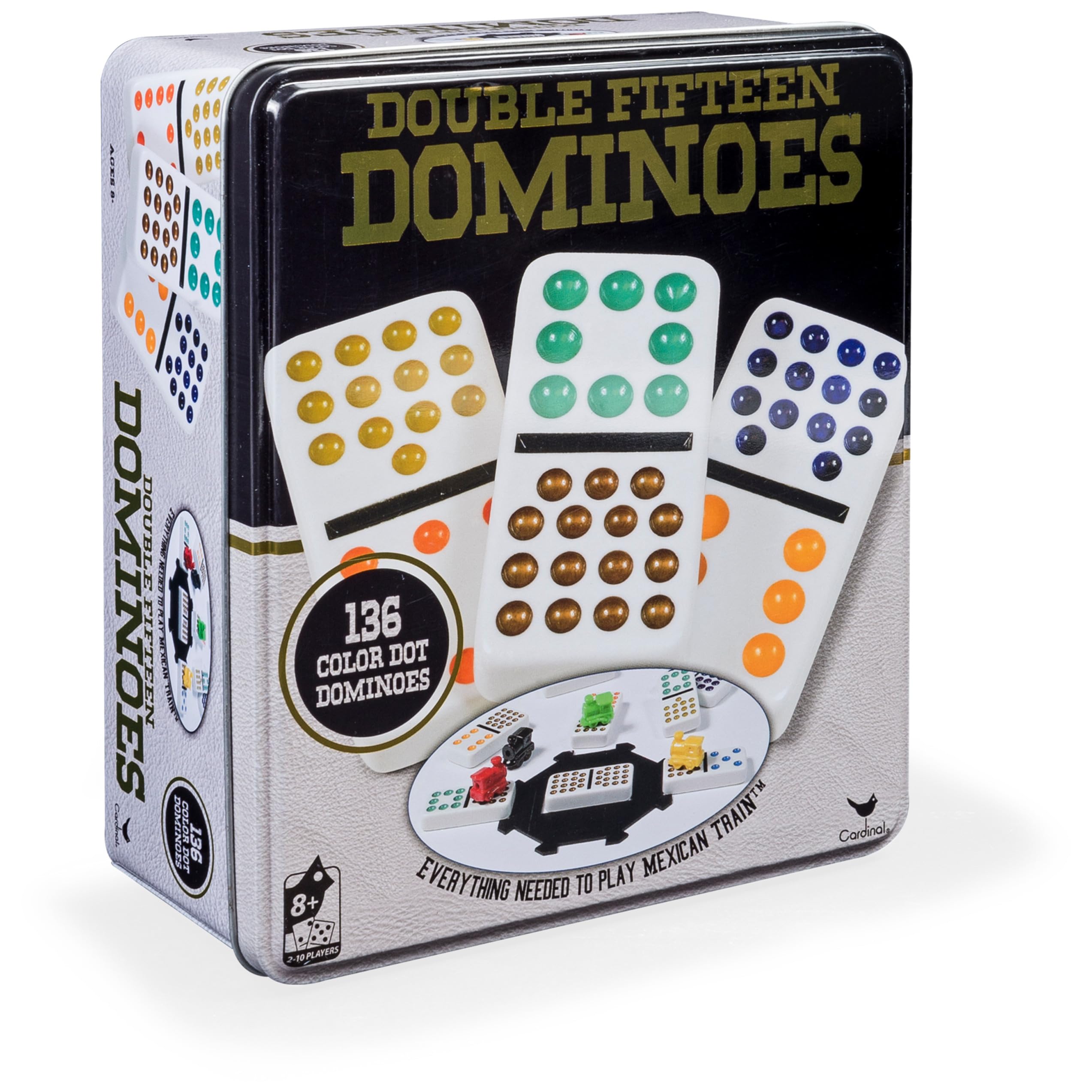 Spin Master Games Double Fifteen Color Dot Dominoes Game in a Tin (6029741)