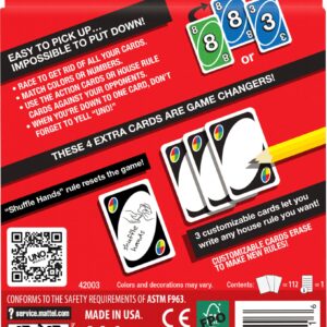 Mattel Games UNO Card Game, Multi, 8 x 3-3/4 x 81/100 in (42003)