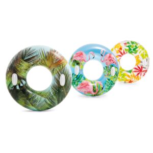 Intex 58263EP Groovy Color Inflatable Tropical Flower Transparent Tube Raft