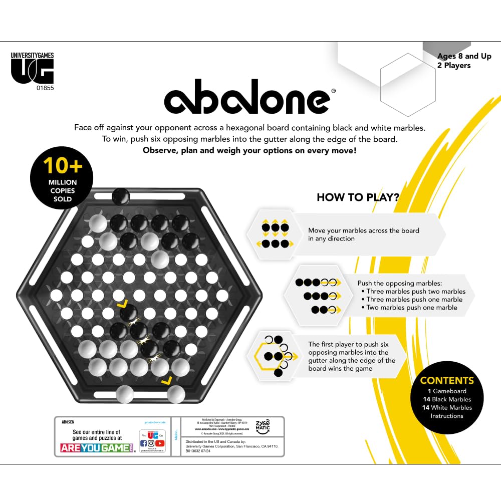 University Games Abalone Marble Strategy Game,Black