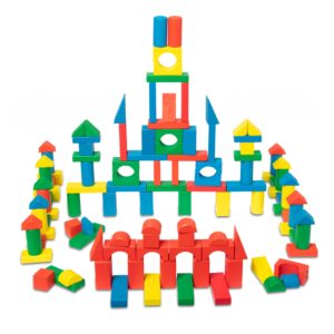 Melissa & Doug Wooden Building Block Set - 200 Blocks in 4 Colors and 9 Shapes