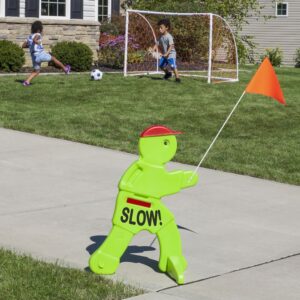 Step2 Kid Alert Visual Warning Signal V.W.S - 32-Inch Caution Go Slow Children At Play Signage - Durable Plastic Outdoor Playtime Safety Signs for Kids with Flag