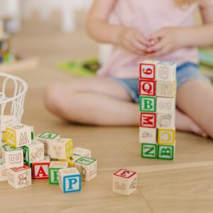 Melissa & Doug Deluxe ABC/123 1-Inch Blocks Set With Storage Pouch (50 pcs) - Letters And Numbers/ABC Classic Wooden Blocks For Toddlers And Kids Ages 2+