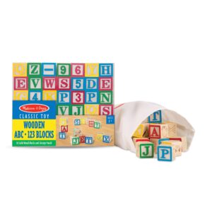 Melissa & Doug Deluxe ABC/123 1-Inch Blocks Set With Storage Pouch (50 pcs) - Letters And Numbers/ABC Classic Wooden Blocks For Toddlers And Kids Ages 2+