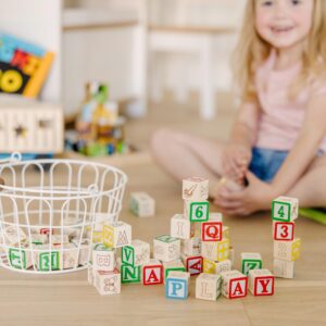 Melissa & Doug Deluxe ABC/123 1-Inch Blocks Set With Storage Pouch (50 pcs) - Letters And Numbers/ABC Classic Wooden Blocks For Toddlers And Kids Ages 2+