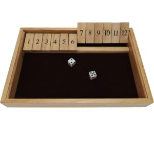 Deluxe Wood 12 Numbers Shut The Box Game