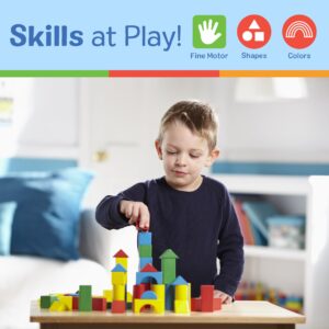 Melissa & Doug Wooden Building Blocks Set - 100 Blocks in 4 Colors and 9 Shapes - FSC Certified