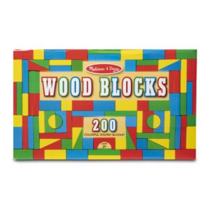 Melissa & Doug Wooden Building Block Set - 200 Blocks in 4 Colors and 9 Shapes