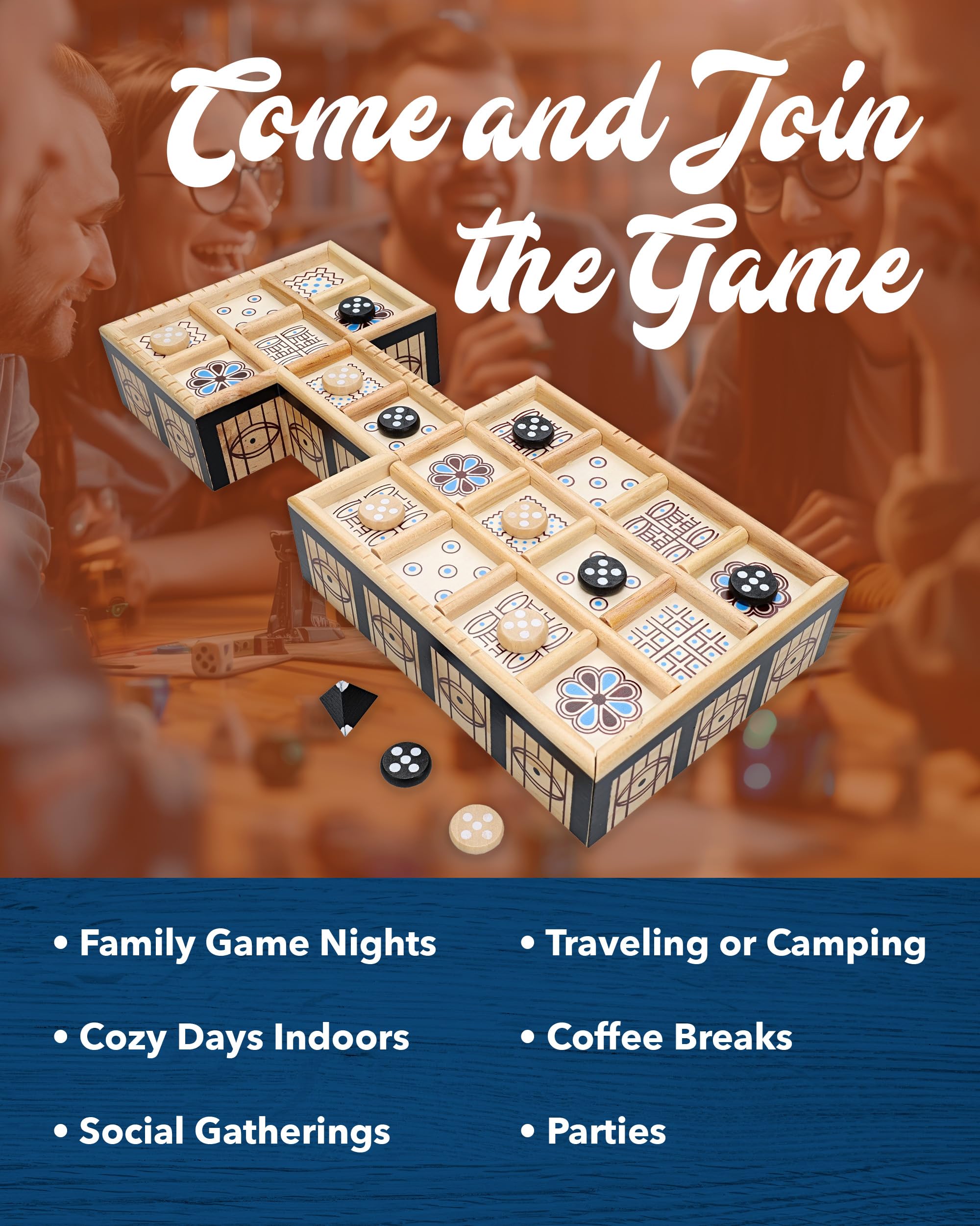 WE Games Royal Game of UR, Ancient Strategy Board Games for Adults, Solid Wood and Beautifully Designed Board with Storage Drawers, Travel Games for Adults, Table Games for 2