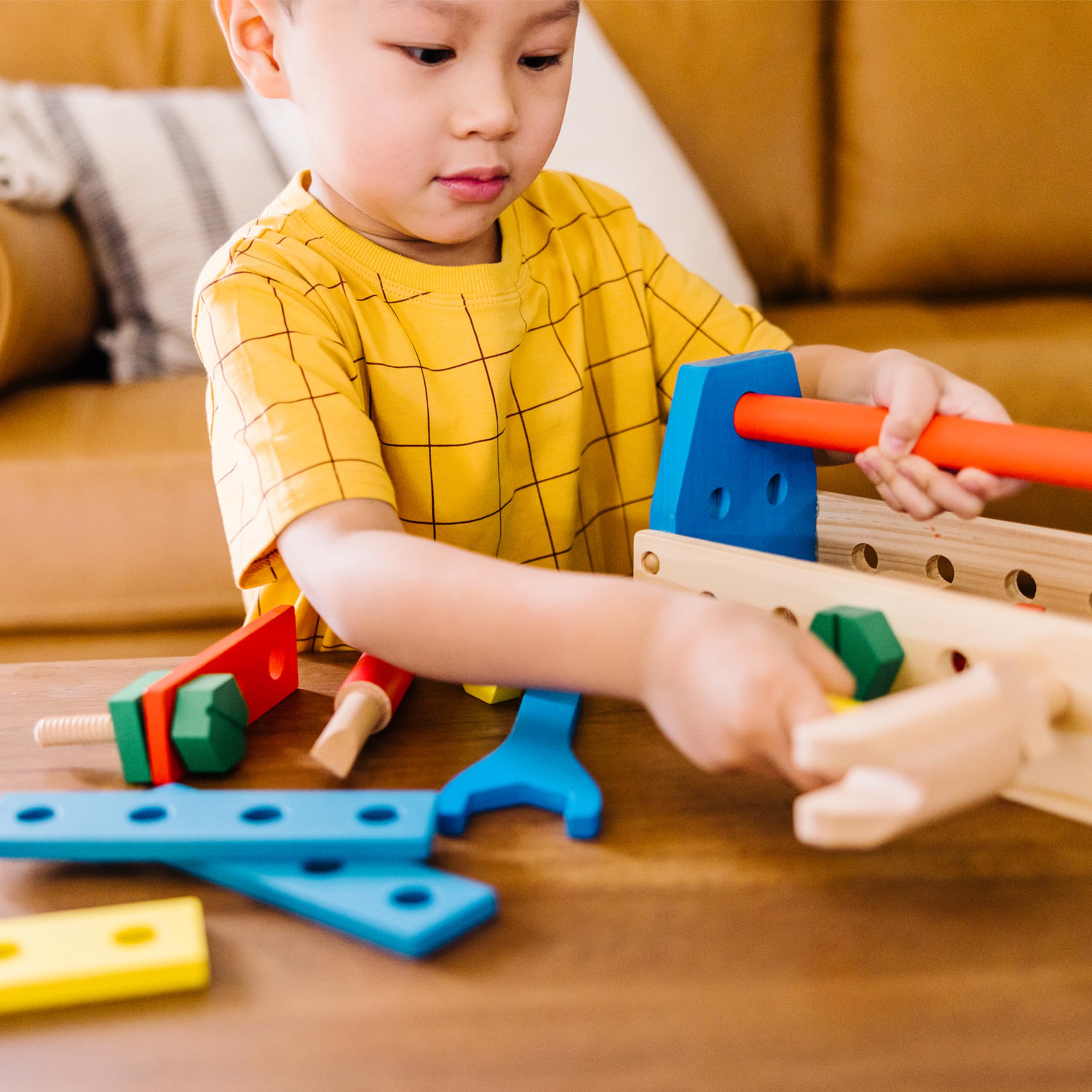 Melissa & Doug Take-Along Tool Kit Wooden Construction Toy (24 pcs), Multicolor, 10.0 x 5.55 x 4.75