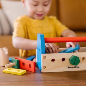 Melissa & Doug Take-Along Tool Kit Wooden Construction Toy (24 pcs), Multicolor, 10.0 x 5.55 x 4.75