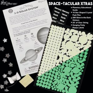 Great Explorations | 3-D Solar System Glow In The Dark Ceiling Hanging Kit 3D Planets and Star Stickers Create the Milky Way Teach Science STEM