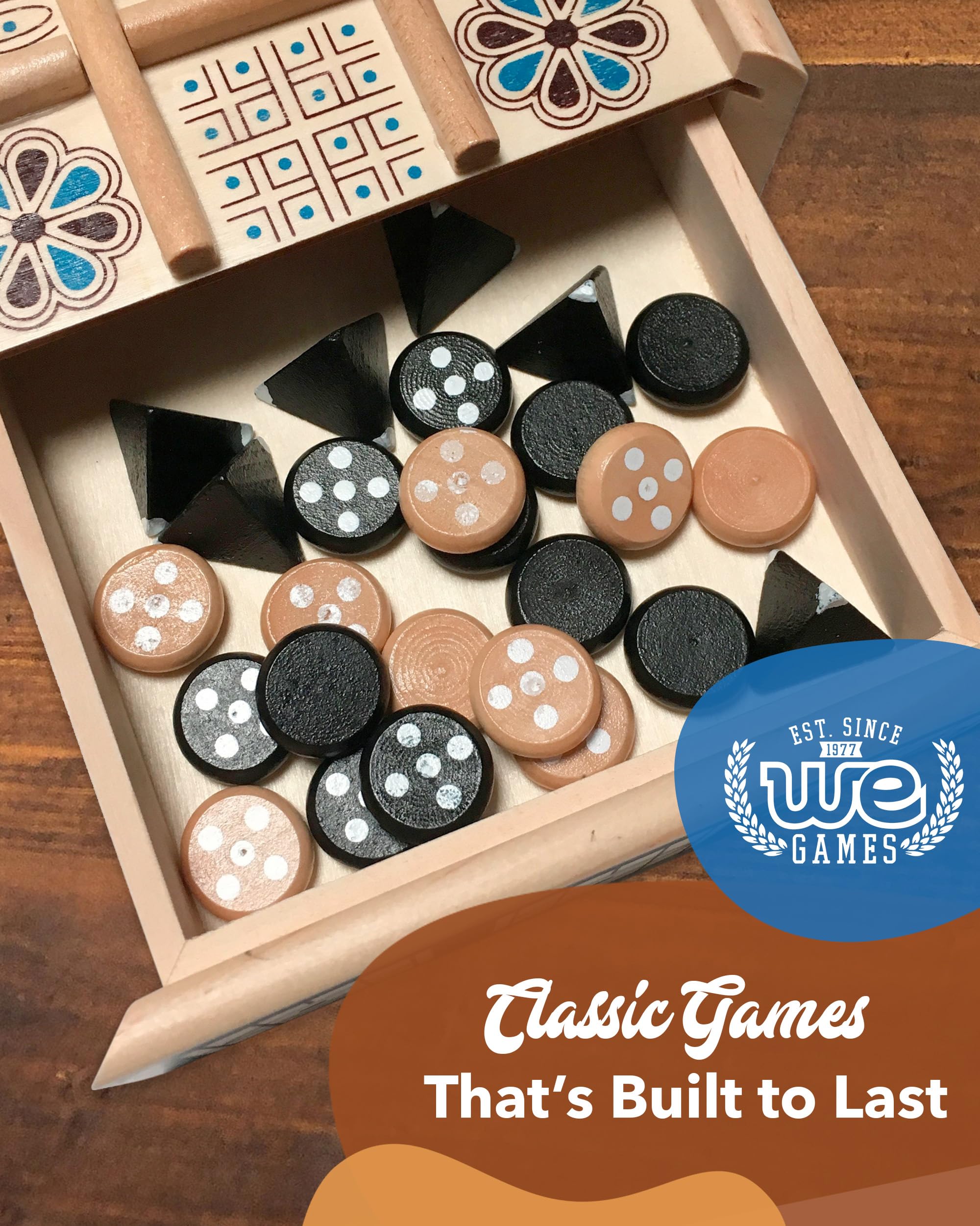 WE Games Royal Game of UR, Ancient Strategy Board Games for Adults, Solid Wood and Beautifully Designed Board with Storage Drawers, Travel Games for Adults, Table Games for 2