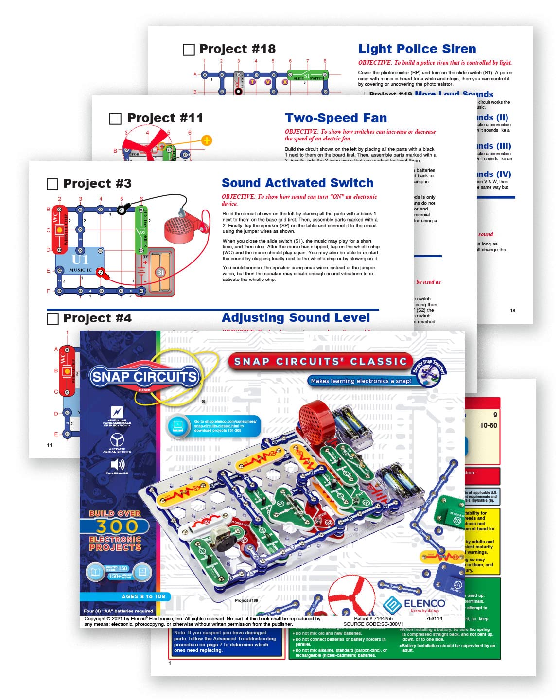 Snap Circuits Classic SC-300 Electronics Exploration Kit | Over 300 Projects | Full Color Manual Parts | STEM Educational Toy for Kids 8+ 2.3 x 13.6 x 19.3 inches