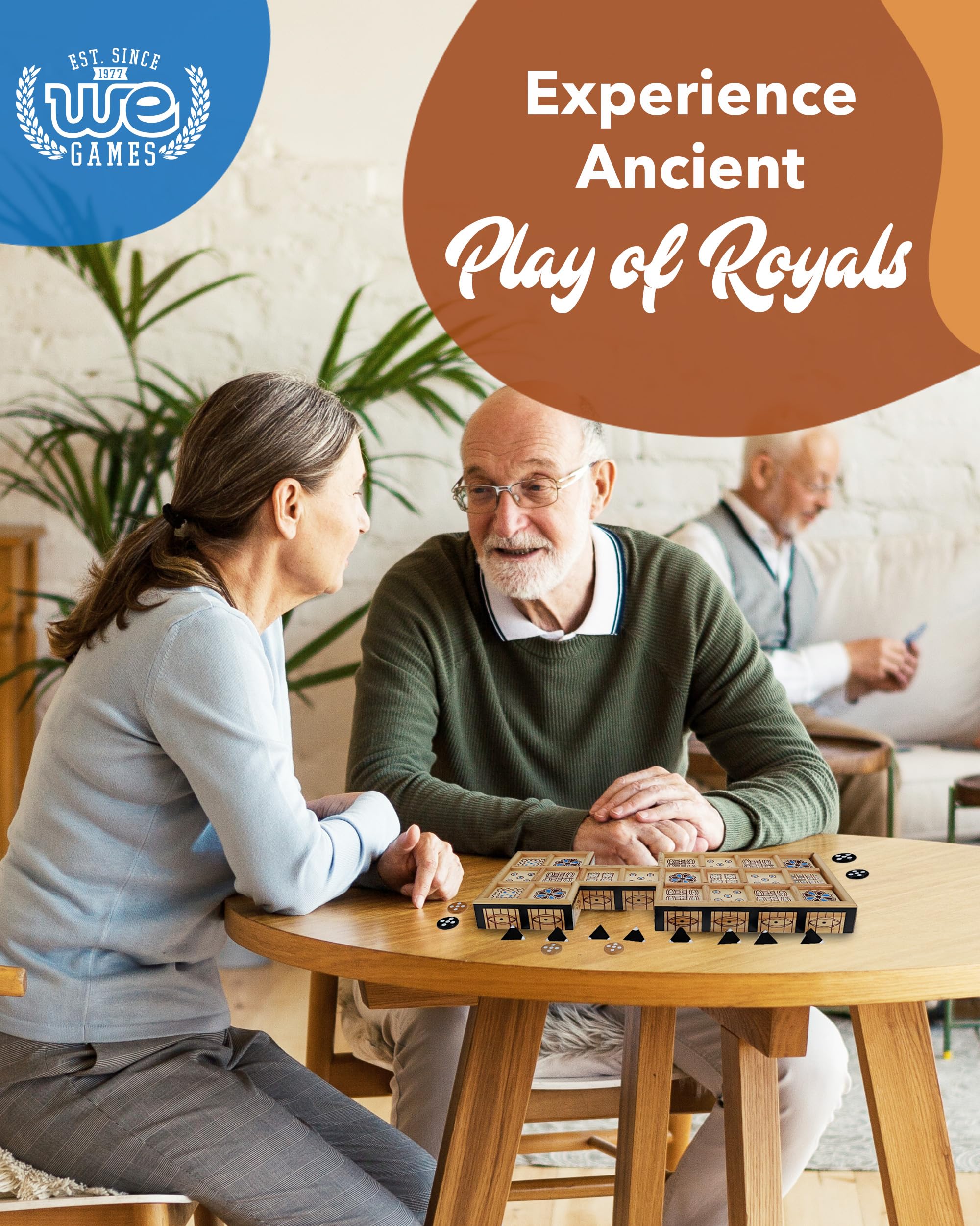 WE Games Royal Game of UR, Ancient Strategy Board Games for Adults, Solid Wood and Beautifully Designed Board with Storage Drawers, Travel Games for Adults, Table Games for 2