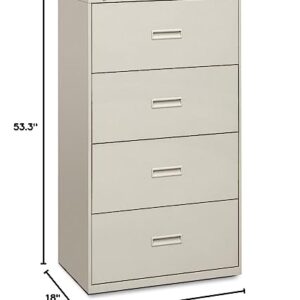 HON(R) 400, 30in. Wide Lateral File, 4 Drawers, 53 1/4in.H x 30in.W x 19 1/4in.D, Light Gray