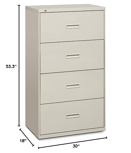 HON(R) 400, 30in. Wide Lateral File, 4 Drawers, 53 1/4in.H x 30in.W x 19 1/4in.D, Light Gray