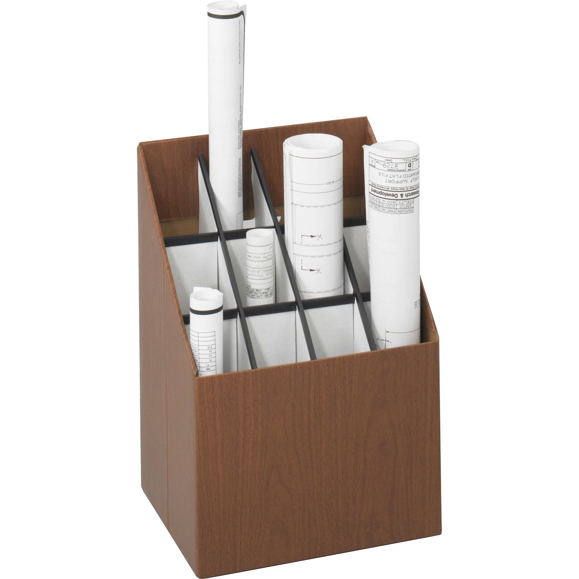 Safco Products 3079 Vertical Roll File, 12 Compartment, Walnut | Sturdy Corrugated Fiberboard | Grandstand Design | Wood Grain Finish | Office, Home & Classroom Workspace Organization