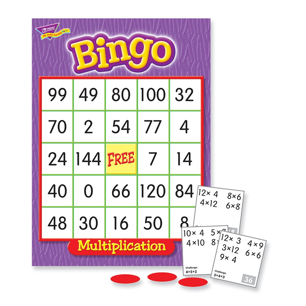 Trend Enterprises: Multiplication Bingo Game, Exciting Way for Everyone to Learn, Play 8 Different Ways, Great for Classrooms and Home, 2 to 36 Players, for Ages 8 and Up