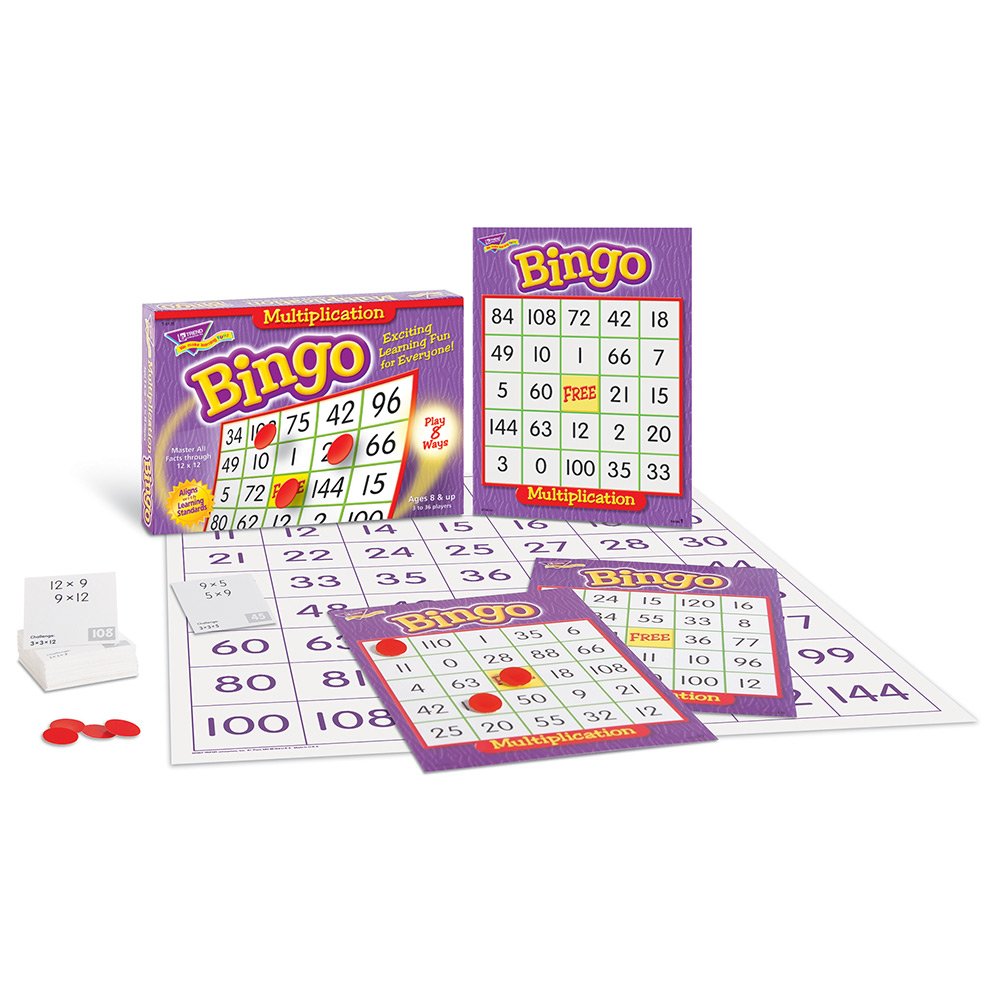 Trend Enterprises: Multiplication Bingo Game, Exciting Way for Everyone to Learn, Play 8 Different Ways, Great for Classrooms and Home, 2 to 36 Players, for Ages 8 and Up