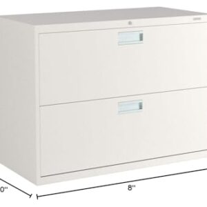 HON Brigade 600 Series Lateral File, 2 Legal/Letter-Size File Drawers, Light Gray, 42" X 18" X 28"