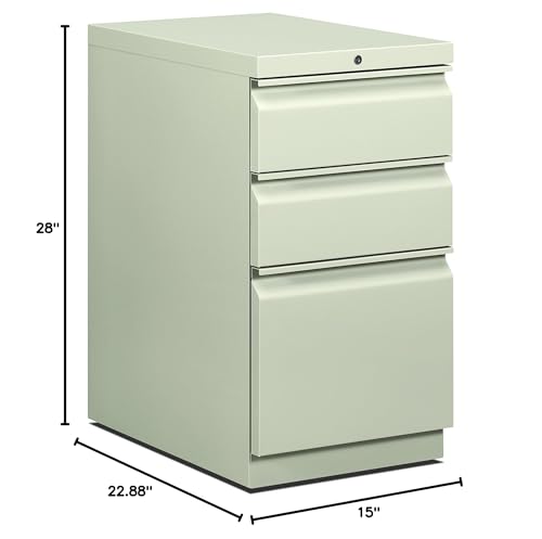 HON 33723RQ Efficiencies Mobile Pedestal File - Storage Pedestal with 1 File and 2 Box Drawers 22-7/8-Inch , Light Gray (H33723R)