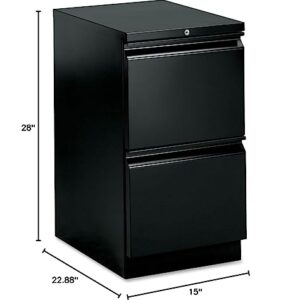 HON Brigade Mobile Pedestal | 2 File Drawers | Radius Pull | 15" W | Black Finish