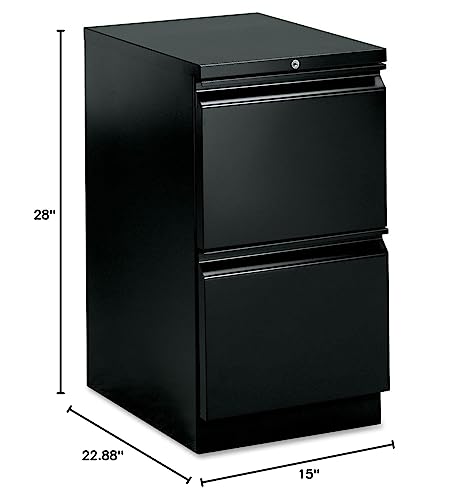 HON Brigade Mobile Pedestal | 2 File Drawers | Radius Pull | 15" W | Black Finish