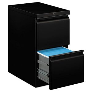 hon brigade mobile pedestal | 2 file drawers | radius pull | 15" w | black finish