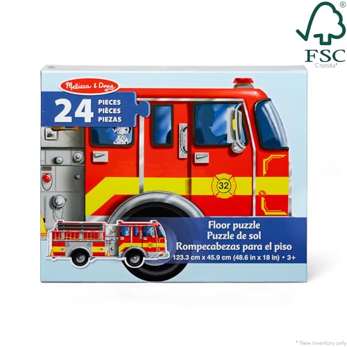 Melissa & Doug Fire Truck Jumbo Jigsaw Floor Puzzle (24 pcs, 4 feet long) - FSC Certified