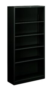 hon metal bookcase - bookcase with two shelves, 34-1/2w x 12-5/8d x 72h, black (h)