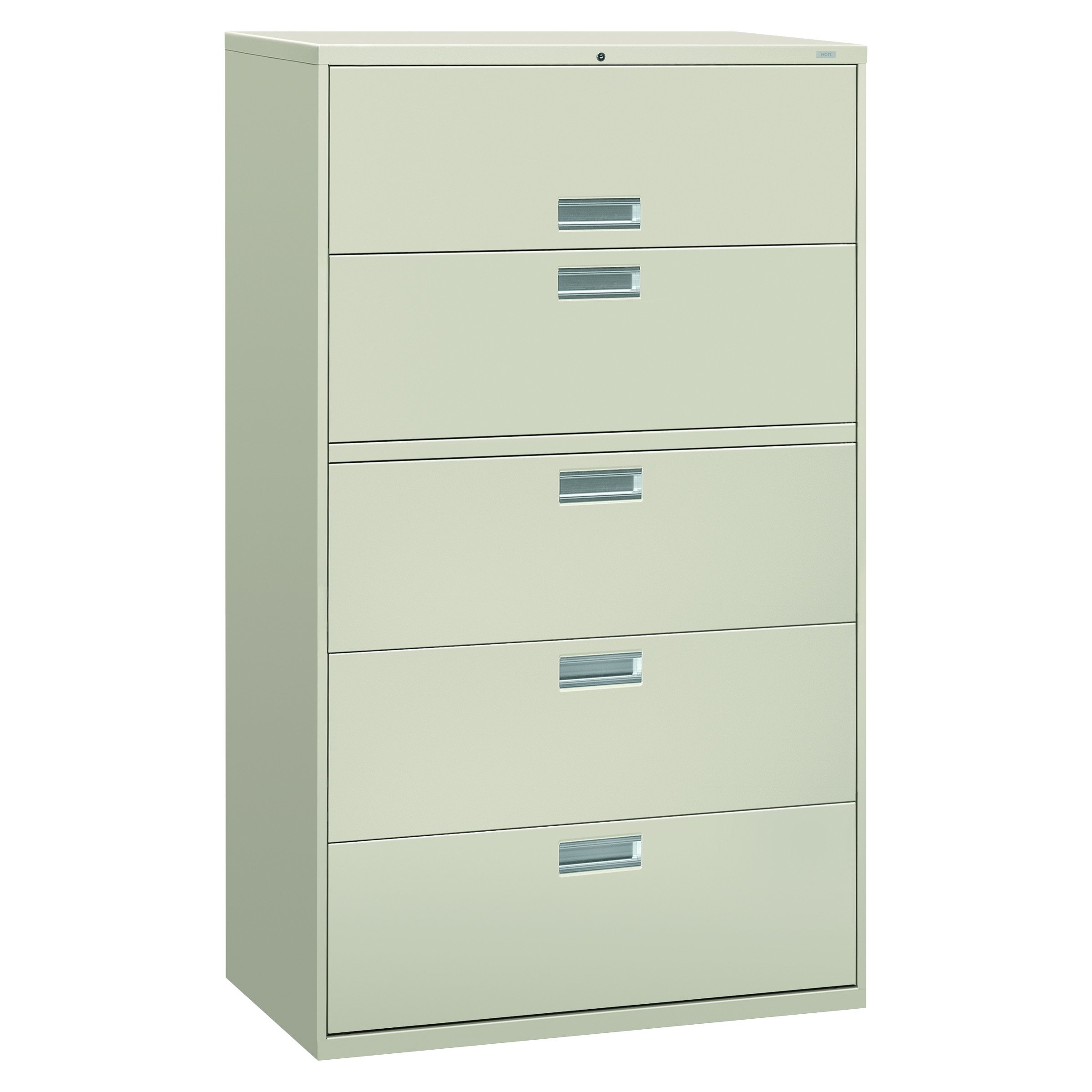 HON 5-Drawer Filing Cabinet - 600 Series Lateral or Legal Filing Cabinet, 42w by 19-1/4d, 5-Drawer, Light Gray (H695)