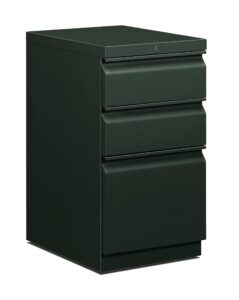 hon 33720rs 19-7/8-inch efficiencies mobile pedestal file with 1 file and 2 box drawers, charcoal