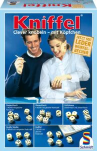 schmidt spiele 49030 "yatzy family game with leather cube cups